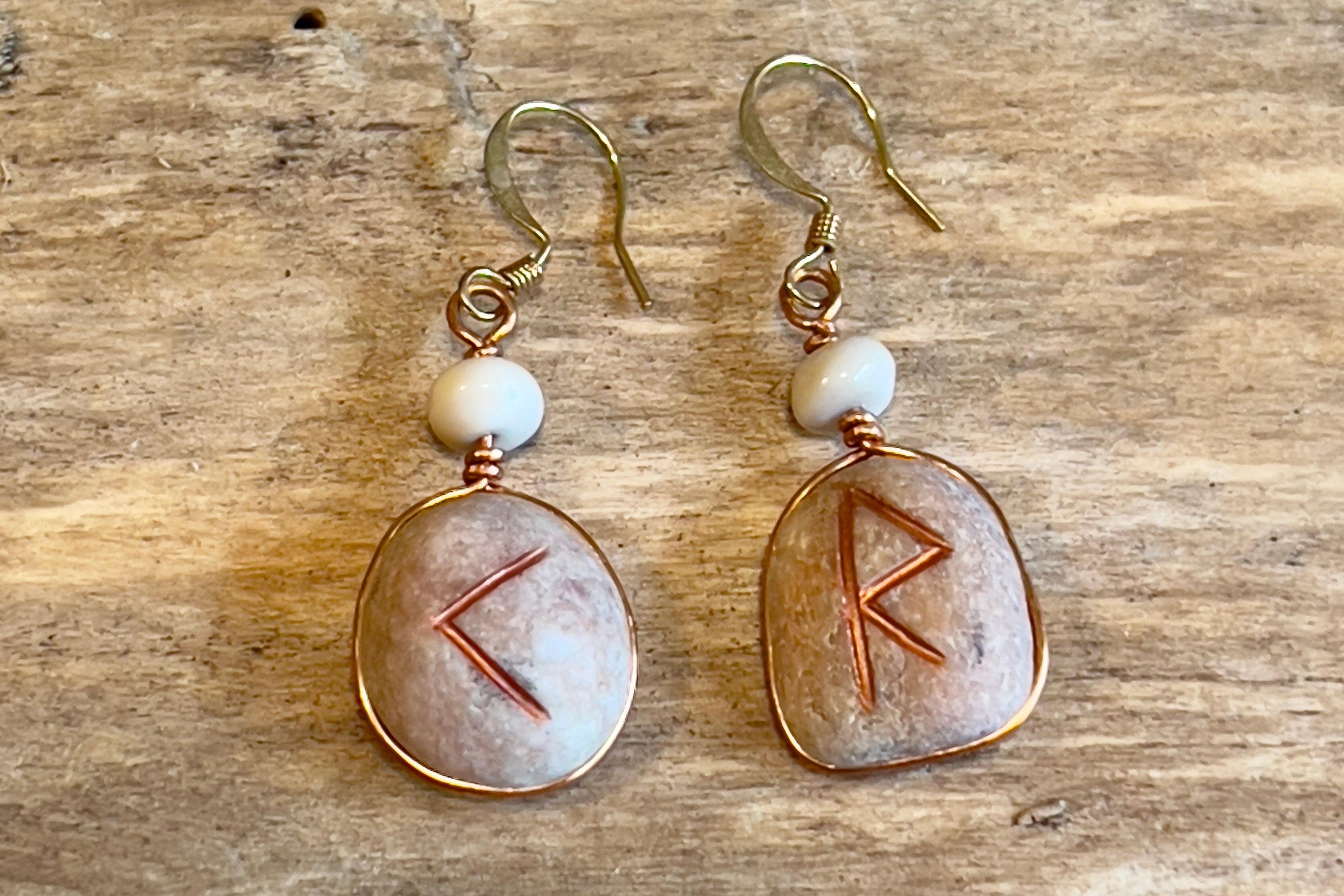 Kano-Radio Rune Earrings | Touchstone Runes by Barbara Johns